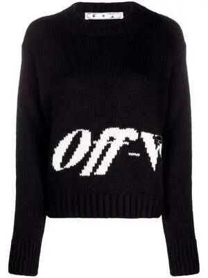 Off-White Intarsia Logo Crew-neck Jumper - Black