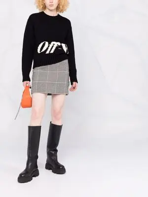 Off-White Intarsia Logo Crew-neck Jumper - Black