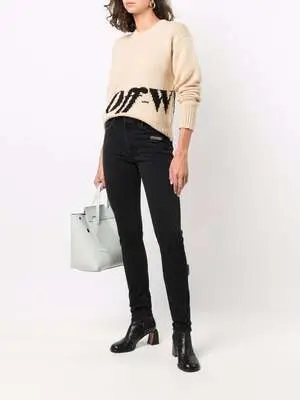Off-White Intarsia Logo Crew-neck Jumper - Neutrals