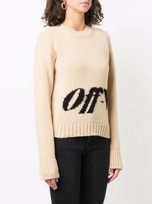 Off-White Intarsia Logo Crew-neck Jumper - Neutrals