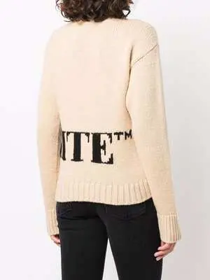 Off-White Intarsia Logo Crew-neck Jumper - Neutrals