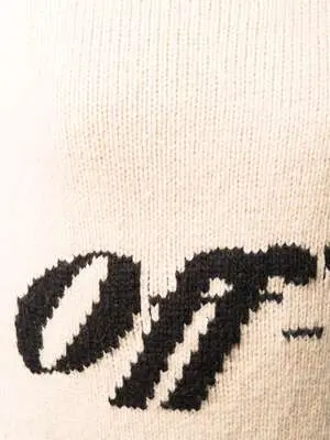 Off-White Intarsia Logo Crew-neck Jumper - Neutrals