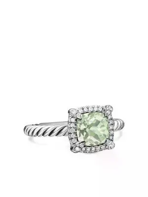 David Yurman Sterling Petite Chatelaine Prasiolite And Diamond Ring - Silver