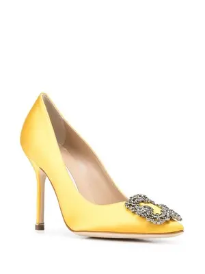 Manolo Blahnik Hangisi Satin Jewel Buckle Pumps
