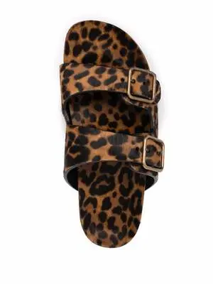 Saint Laurent Leopard-print Buckle Sandals