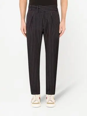 Dolce & Gabbana Pinstriped Tailored Trousers - Black