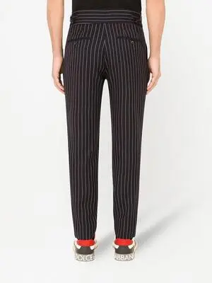Dolce & Gabbana Pinstriped Tailored Trousers - Black
