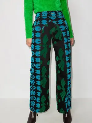 CHOPOVA LOWENA Abtract-print Wide-leg Jean