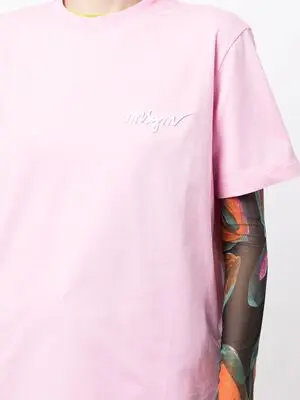 MSGM Chest-logo Crew Neck T-shirt - Pink