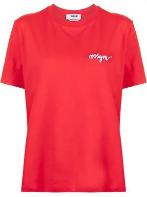 MSGM Chest-logo Crew Neck T-shirt - Red