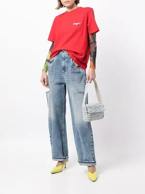 MSGM Chest-logo Crew Neck T-shirt - Red