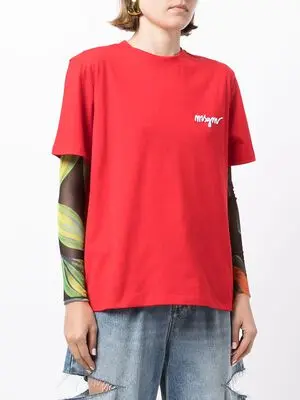 MSGM Chest-logo Crew Neck T-shirt - Red