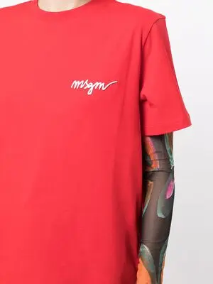 MSGM Chest-logo Crew Neck T-shirt - Red