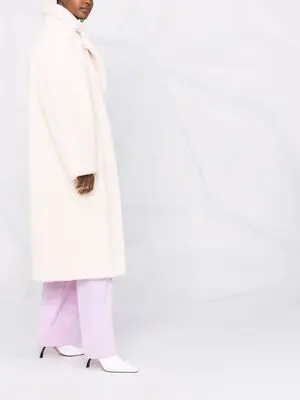 STAND STUDIO Maria Faux Shearling Coat - White