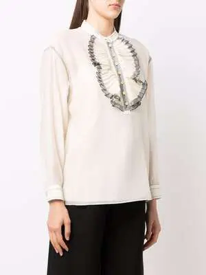Tory Burch Ruffle-trim Long-sleeved Blouse