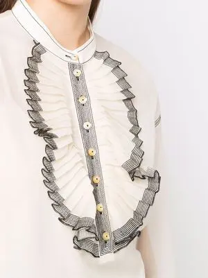 Tory Burch Ruffle-trim Long-sleeved Blouse