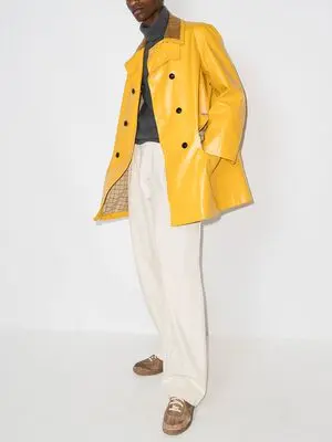 MAISON MARGIELA Coated-finish Double-breasted Coat