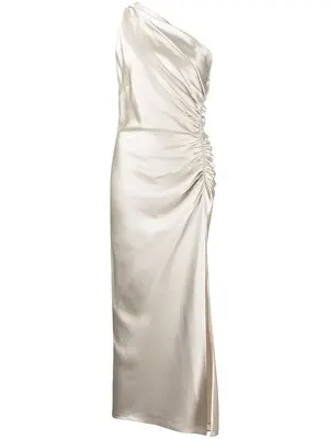 Michelle Mason Asymmetrical Silk Dress - Neutrals