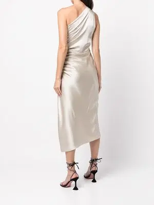 Michelle Mason Asymmetrical Silk Dress - Neutrals