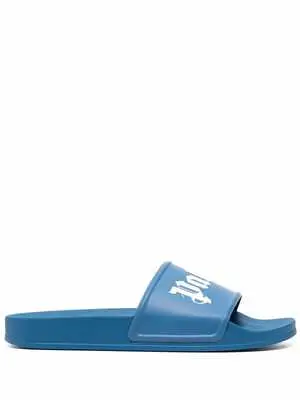 Palm Angels Logo-print Slides - Blue