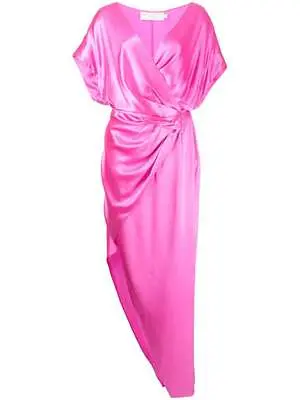 Michelle Mason Silk Wrap Dress - Pink