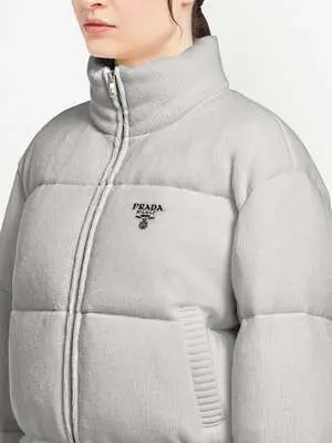 Prada Wool-Cashmere Puffer Jacket - Grey | Editorialist