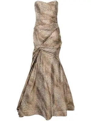 Monique Lhuillier Sleeveless Cheetah-print Trumpet Gown
