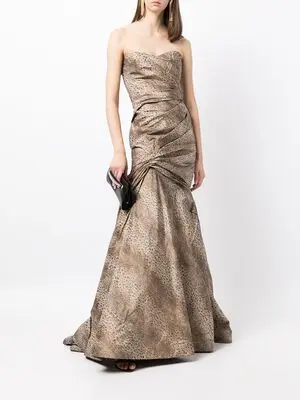 Monique Lhuillier Sleeveless Cheetah-print Trumpet Gown