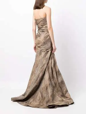 Monique Lhuillier Sleeveless Cheetah-print Trumpet Gown