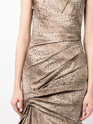 Monique Lhuillier Sleeveless Cheetah-print Trumpet Gown