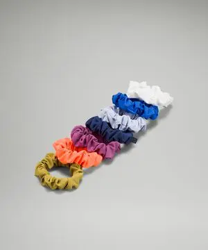 Lululemon Uplifting Scrunchies Auric Gold/highlight Orange/vintage Plum/mineral Blue/gravel Dust Pastel Blue Multi/blazer Blue Tone/white