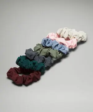 Lululemon Uplifting Scrunchies Garnet/blue Willow/strawberry Milkshake/oil Grey/grey Eucalyptus/bone/storm Teal