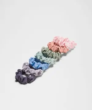 Lululemon Uplifting Scrunchies Tea Rose/blush Quartz/faint Lavender/sinatra Blue/grape Mist/pelican/fog Green