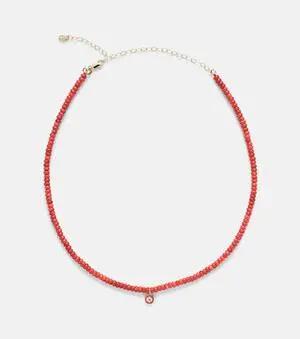 SYDNEY EVAN Bamboo Coral And 14kt Gold Charm Necklace - Orange