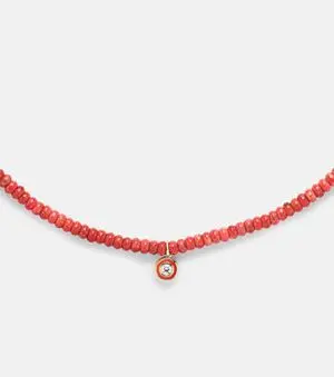 SYDNEY EVAN Bamboo Coral And 14kt Gold Charm Necklace
