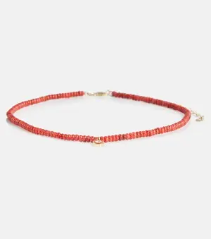SYDNEY EVAN Bamboo Coral And 14kt Gold Charm Necklace