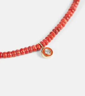 SYDNEY EVAN Bamboo Coral And 14kt Gold Charm Necklace