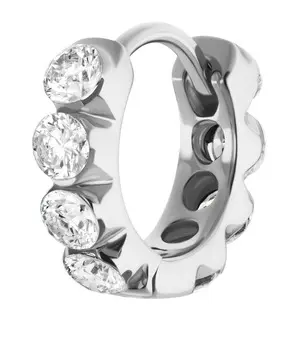 MARIA TASH Gold Diamond Eternity Hoop Earring - White
