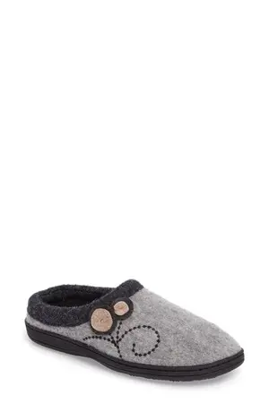 Acorn Dara Wool Blend Slipper - Light Grey Button