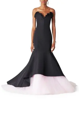 Carolina Herrera Ruffle Strapless Silk Mermaid Gown
