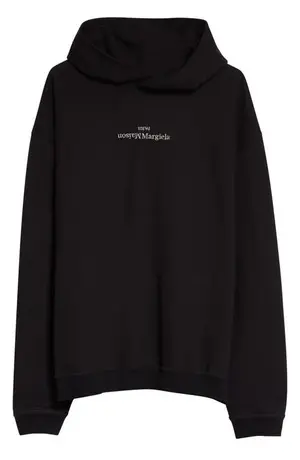 MAISON MARGIELA Embroidered Logo Cotton Hoodie - Black