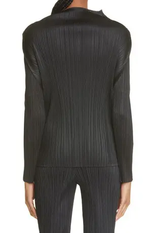 Issey Miyake Funnel Neck Pleated Top - Black