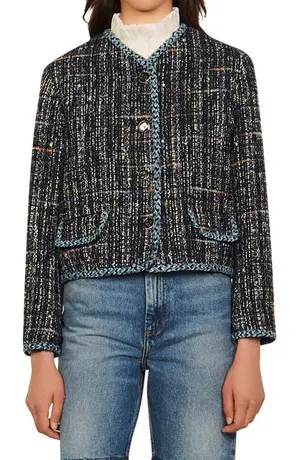 Sandro Mareva Tweed Crop Jacket