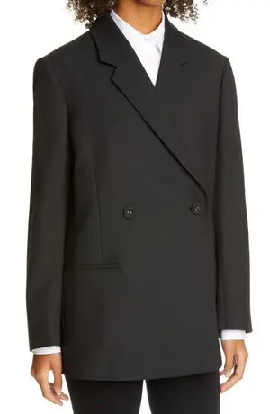 TOTEME Oversized Double-breasted Wool Blazer - Black