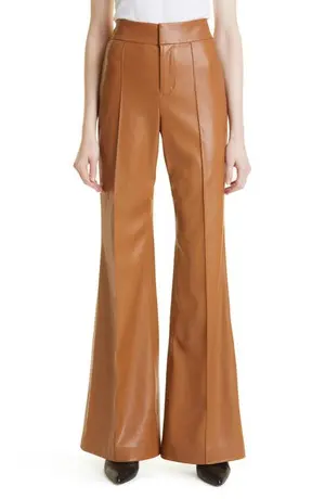 Women's Camel Leather Pants 