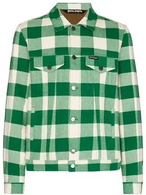 Palm Angels Logo Print Checked Overshirt