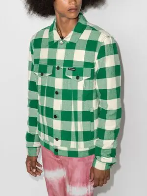 Palm Angels Logo Print Checked Overshirt
