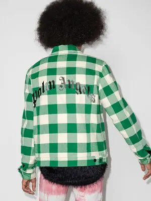Palm Angels Logo Print Checked Overshirt