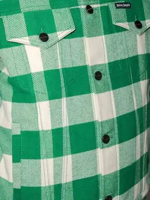 Palm Angels Logo Print Checked Overshirt