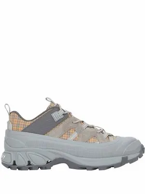 Burberry Arthur Check Lace Up Sneakers - White